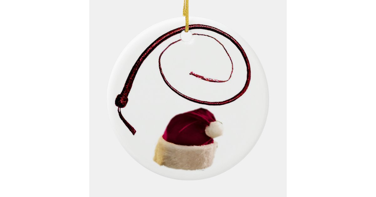 SANTA WHIP CERAMIC ORNAMENT | Zazzle