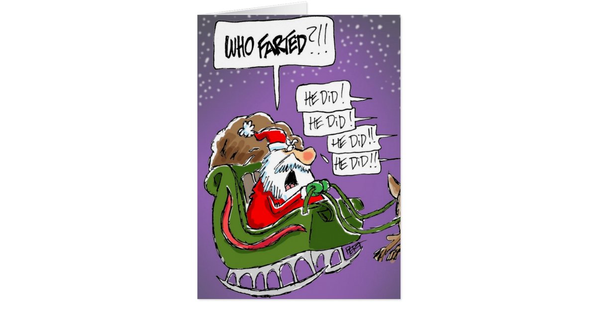Santa "Who Farted?!" Cartoon Christmas Card | Zazzle.com