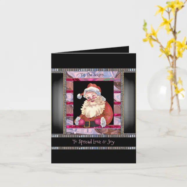 Santa Wink Elegant Christmas Card | Zazzle