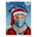 Santa with Face Mask BIG CARD | Zazzle