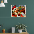Santa with Reindeer Poster | Zazzle