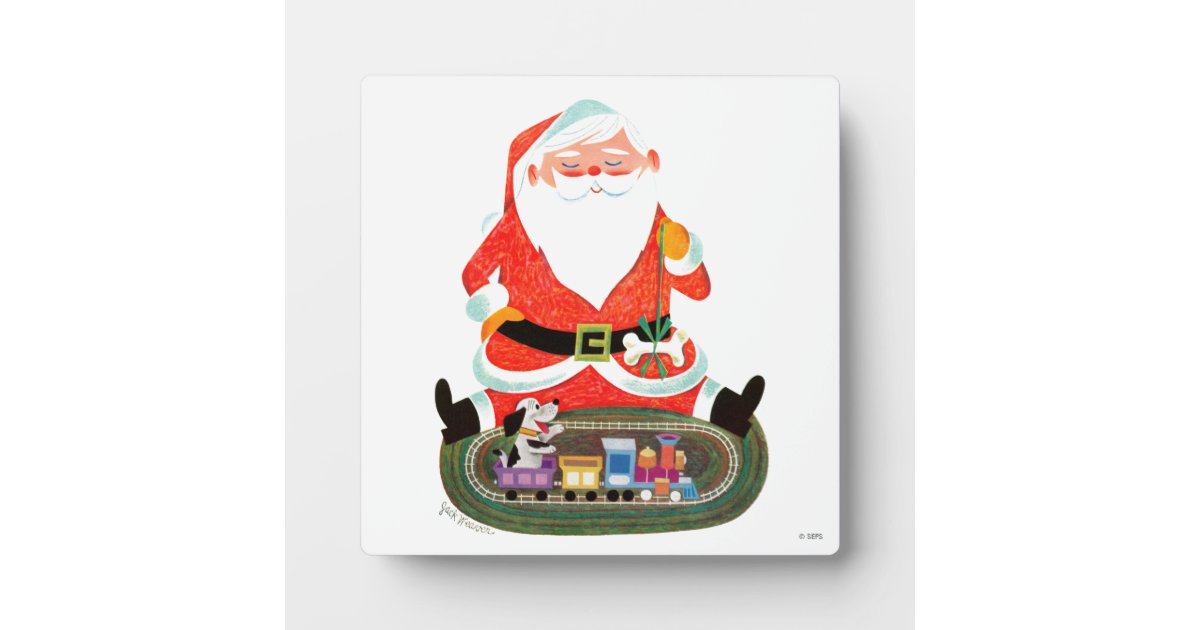Santa with Train Plaque | Zazzle