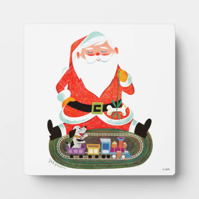 Santa with Train Plaque | Zazzle