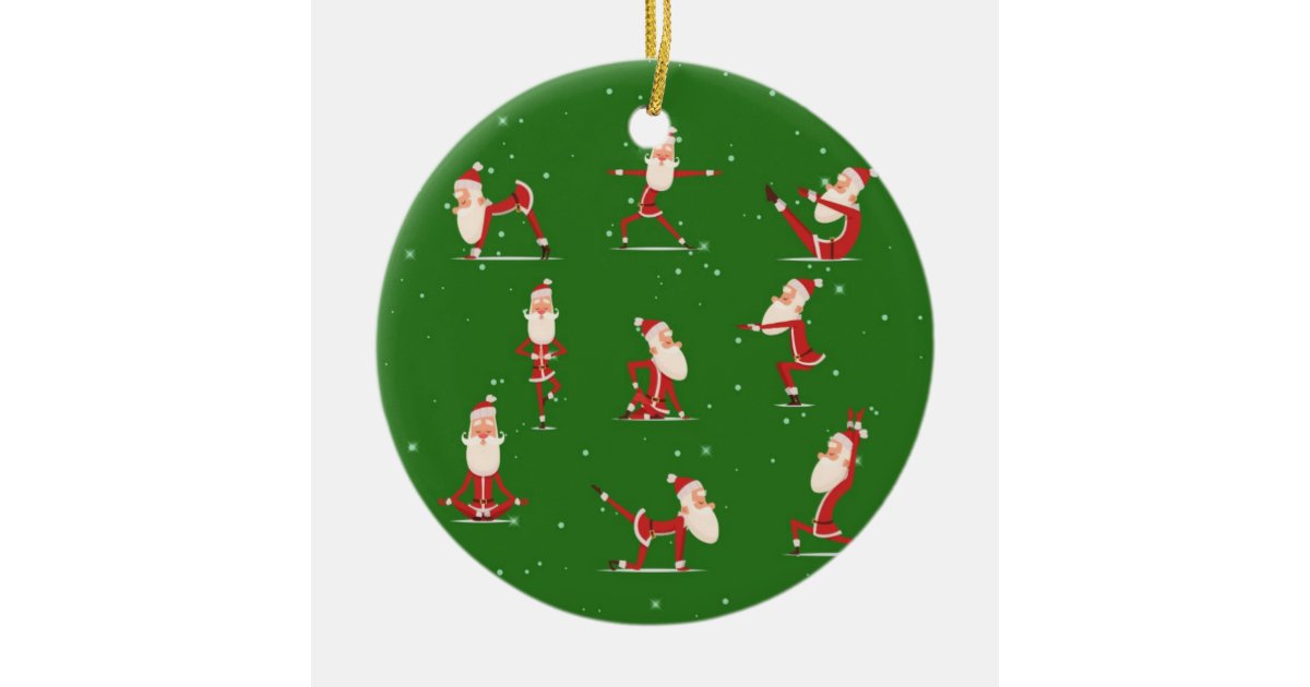 Santa Yoga Poses Ceramic Ornament | Zazzle
