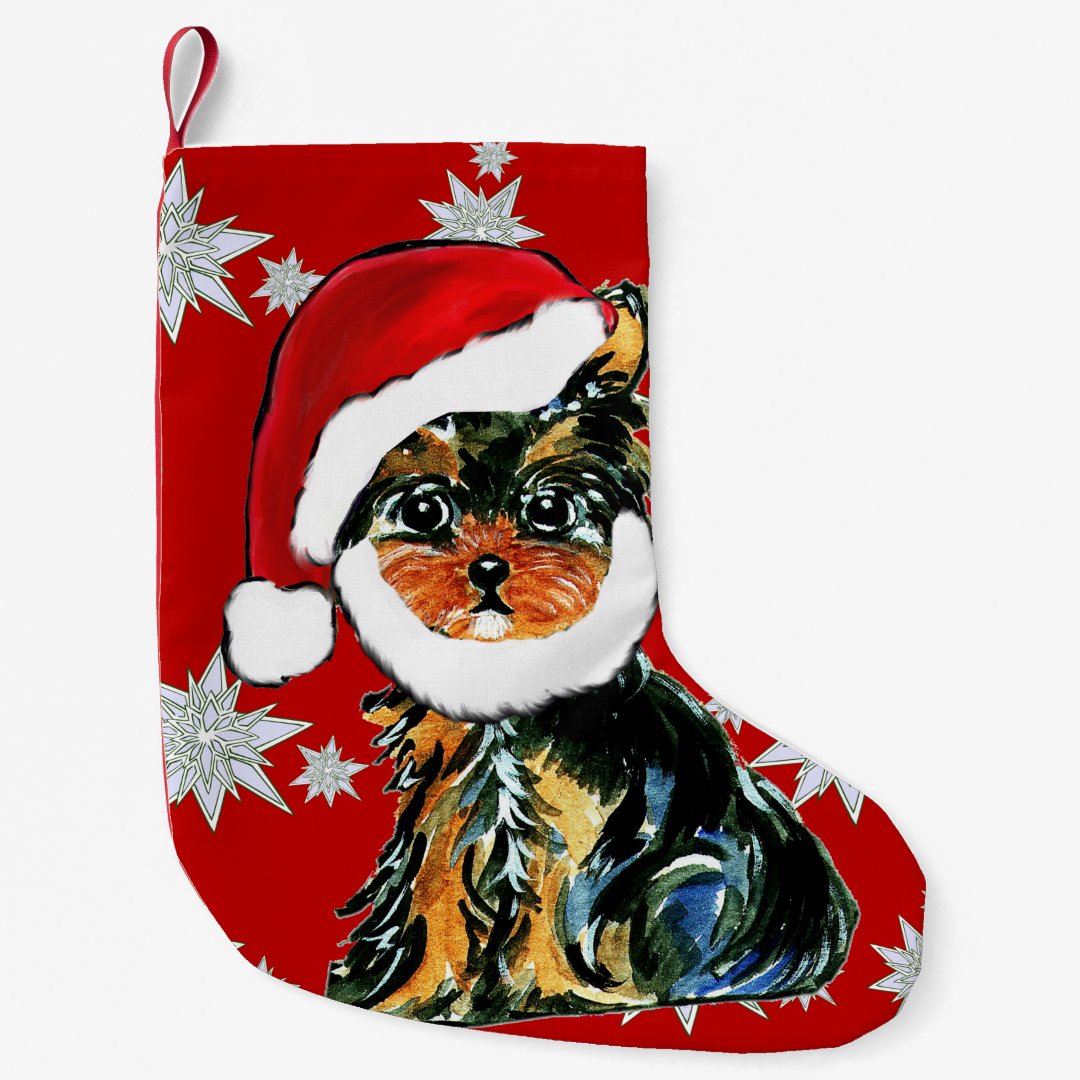SANTA YORKIE POO SMALL CHRISTMAS STOCKING | Zazzle