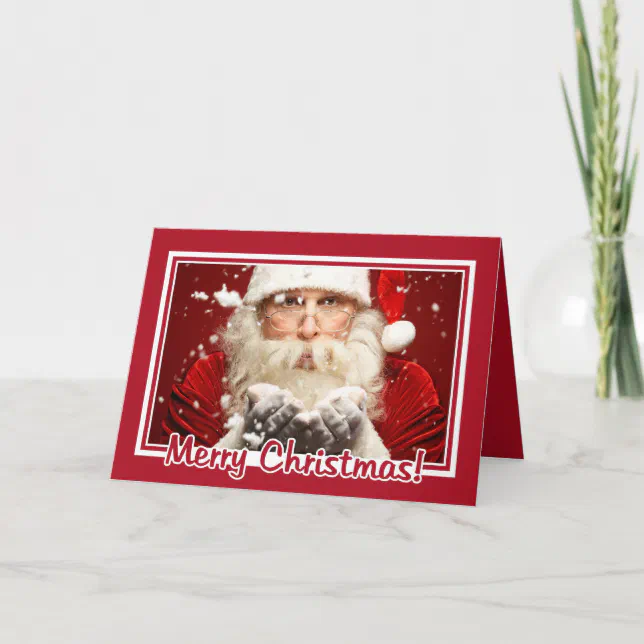 Santa / YOUR PHOTO Christmas Frame greeting card | Zazzle