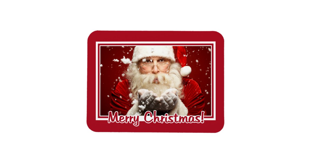 Santa / YOUR PHOTO custom Christmas magnet | Zazzle