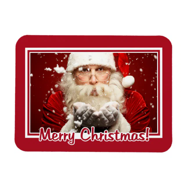 Santa / YOUR PHOTO custom Christmas magnet | Zazzle