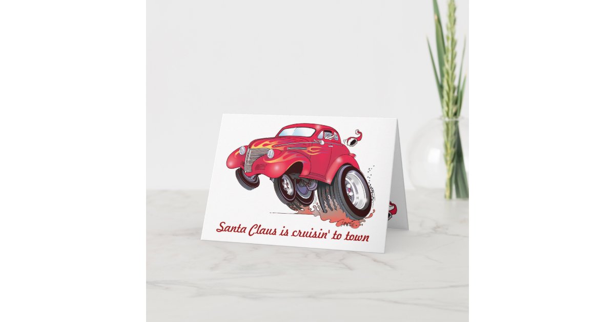 Santa's 39 Chevy Christmas card | Zazzle
