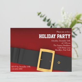 Santa's Belt Holiday Party Invitation | Zazzle