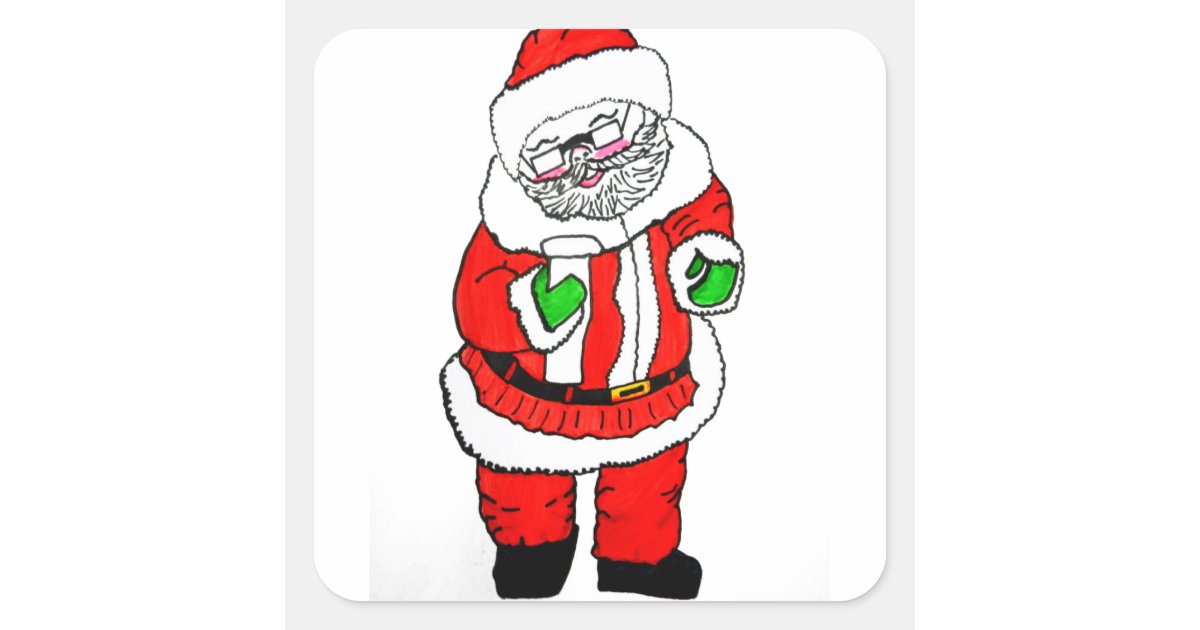 SANTA'S CHECKING HIS LIST SQUARE STICKER | Zazzle