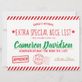 Santa's Christmas Nice List Award Invitation | Zazzle