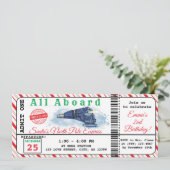 Santa's Christmas Train North Pole Ticket Birthday Invitation | Zazzle