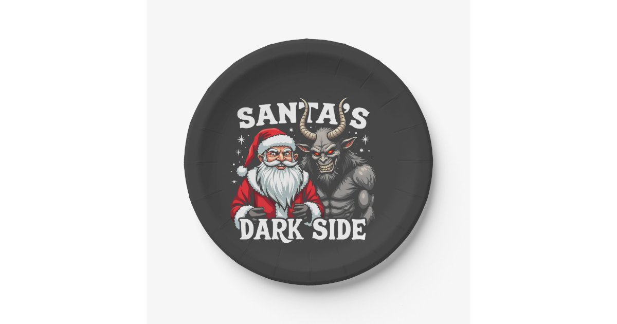 Santa's Dark Side Christmas Evil Krampus Paper Plates | Zazzle