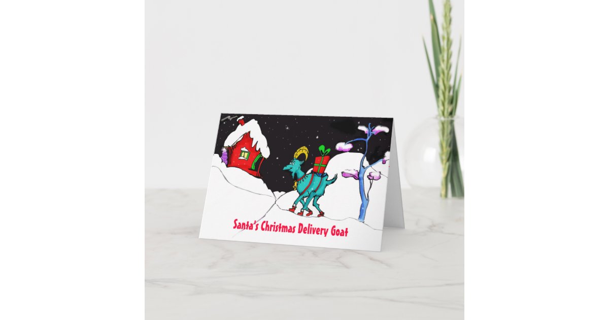 Santa's Delivery Goat autism charity card | Zazzle