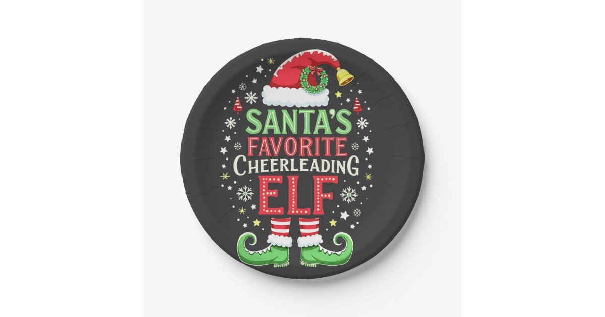 Santa's Favorite Cheerleading Elf Family Matching Paper Plates | Zazzle