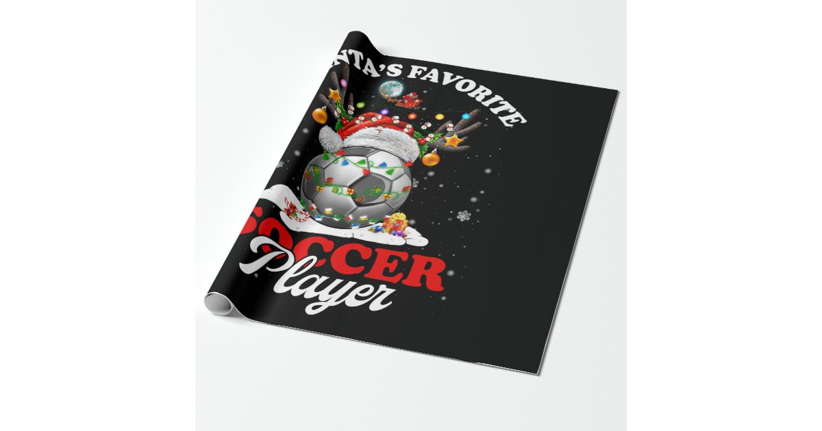 Santa's Favorite Soccer Player Christmas Pajama Wrapping Paper | Zazzle