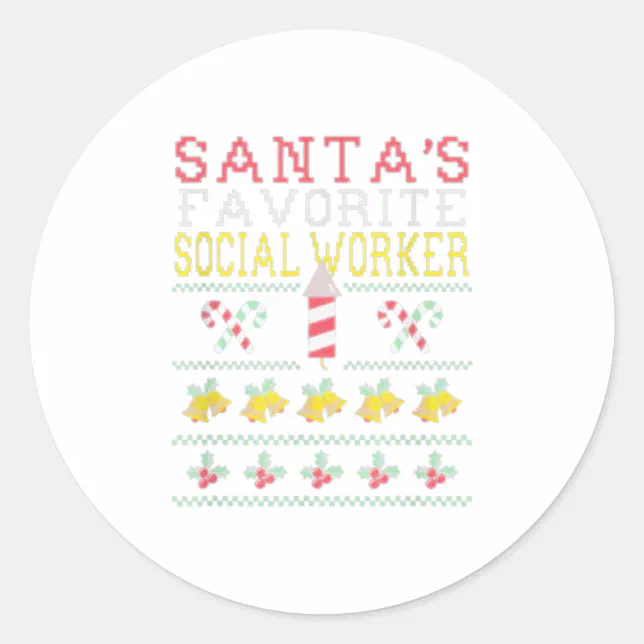 Santas Favorite Social Worker christmas Classic Round Sticker | Zazzle