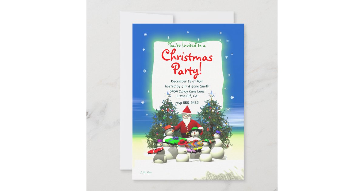 Santas First Stop Children's Christmas Party Invitation | Zazzle