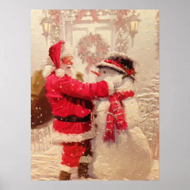 Santa's Frosty Christmas Poster | Zazzle