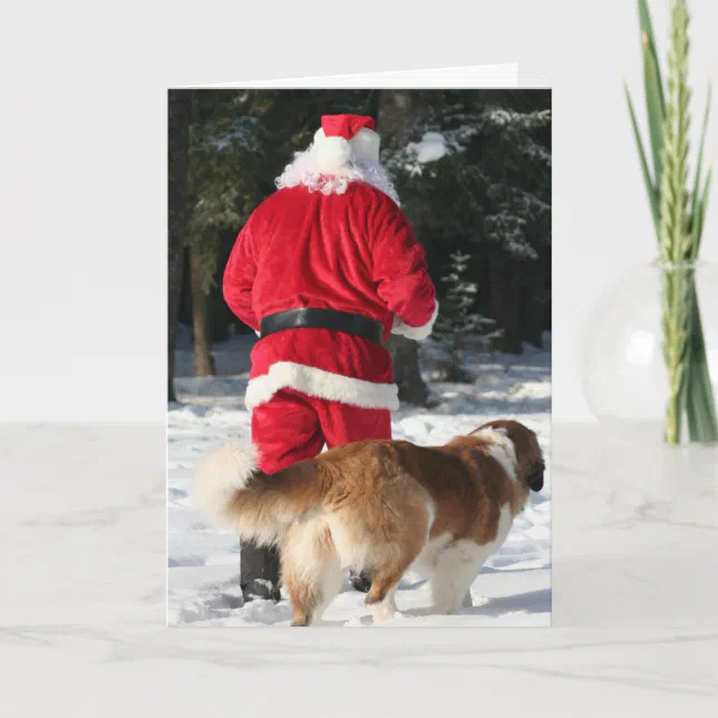 Santa's Furry Helper Holiday Card | Zazzle