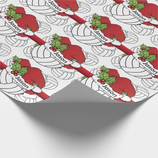 Santa's Hat Christmas Volleyball | DIY Name Wrapping Paper | Zazzle