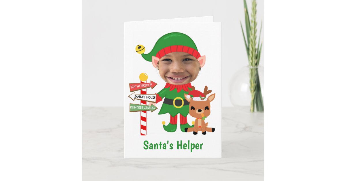 Santas Helper Cute Photo Christmas Holiday Card | Zazzle
