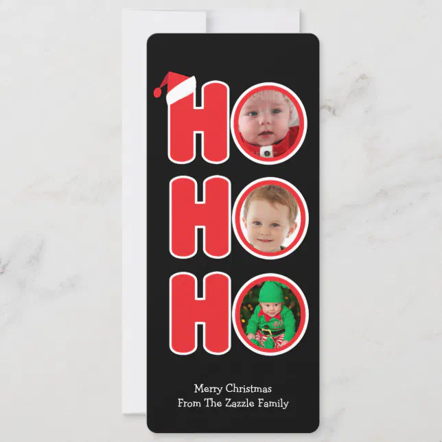 Santas Ho Ho Ho Christmas Personalized Photo Holiday Card | Zazzle
