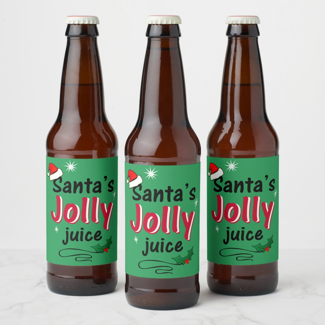 Santa's Jolly Juice Christmas Cheer Beer Bottle Beer Bottle Label | Zazzle