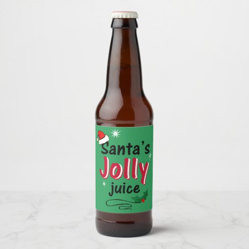 Santa's Jolly Juice Christmas Cheer Beer Bottle Beer Bottle Label | Zazzle