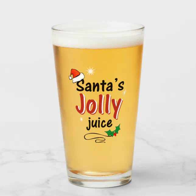 Santa's Jolly Juice Christmas Cheer Beer Glass | Zazzle