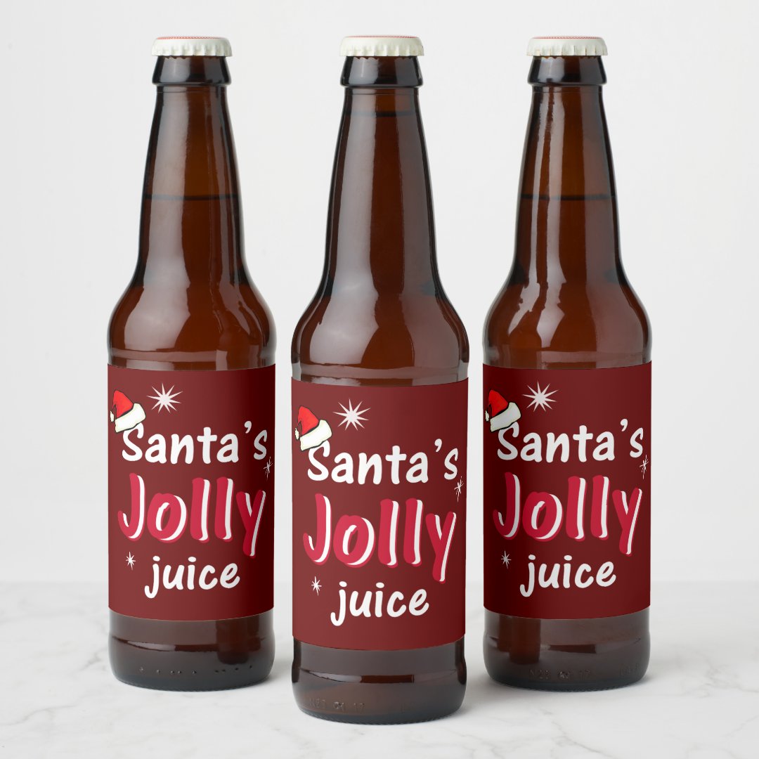 Santa's Jolly Juice Christmas Cheer Wine Bottle Beer Bottle Label | Zazzle