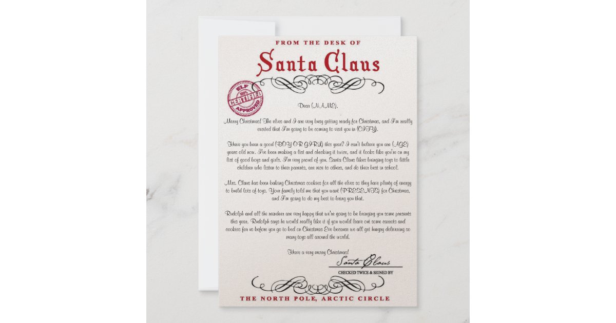 Santa's Letter Invitation | Zazzle