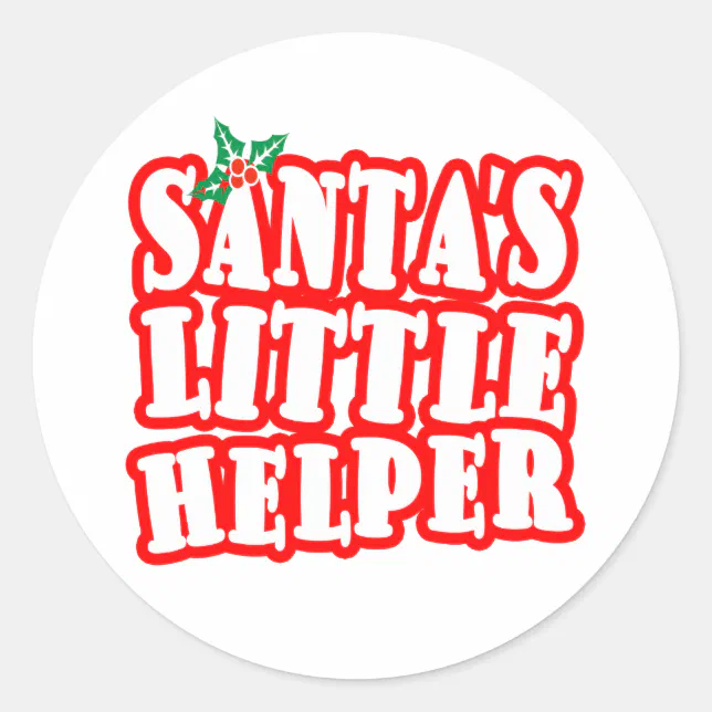 Santas Little Helper Classic Round Sticker | Zazzle