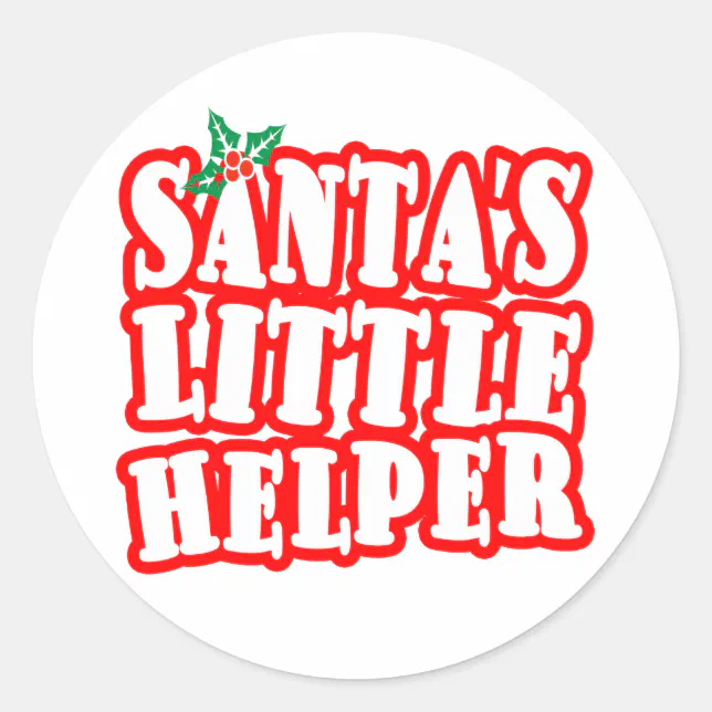 Santas Little Helper Classic Round Sticker | Zazzle