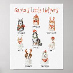 Santa's little Helpers Dog Christmas Poster | Zazzle