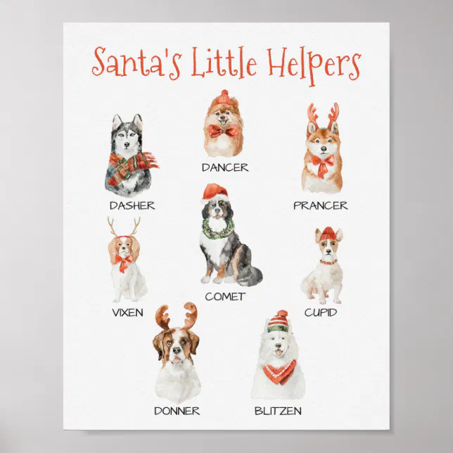 Santa's little Helpers Dog Christmas Poster | Zazzle