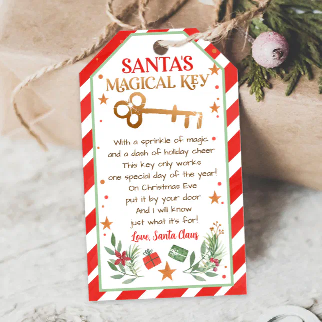 Santa's Magical Key Tag Christmas Eve Box Label | Zazzle