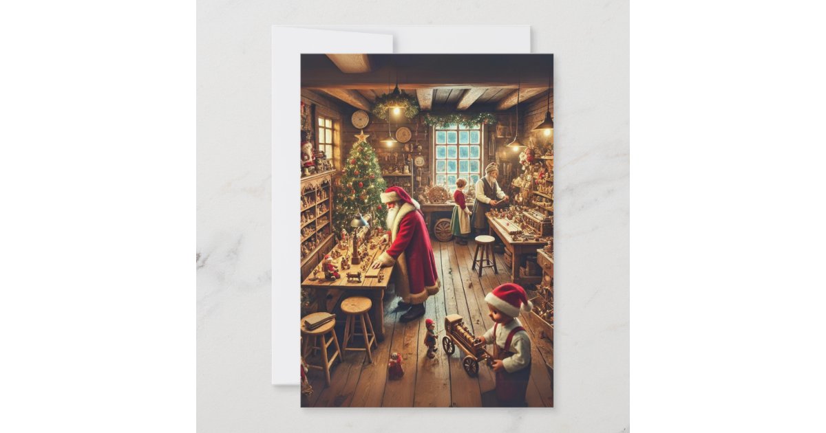 Santa's Magical Workshop Holiday Card | Zazzle