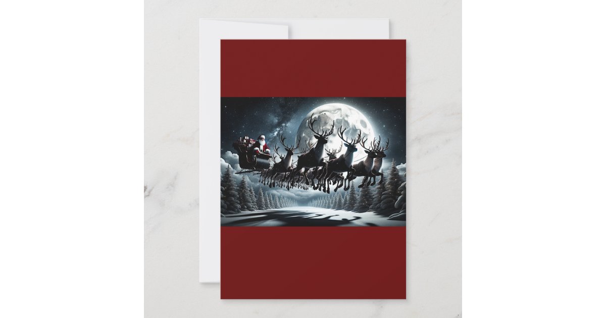 Santa's Midnight Sky Journey Holiday Card | Zazzle