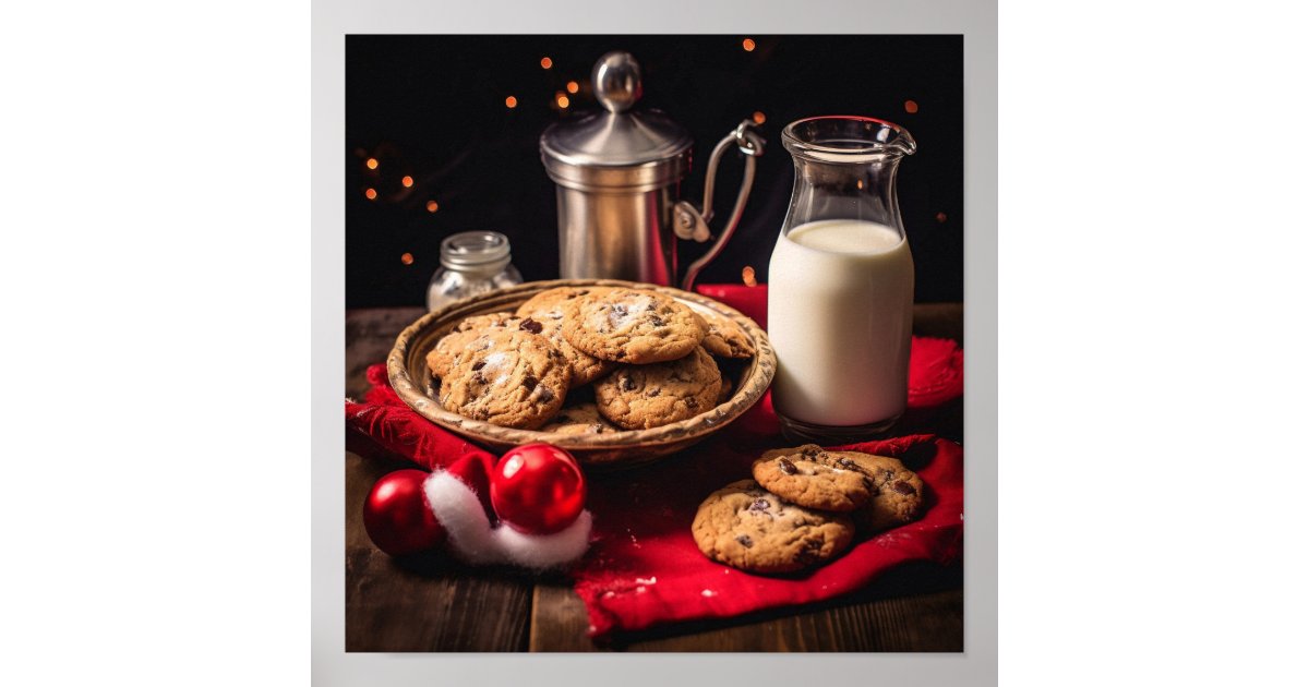 Santa's Milk and Cookies Poster | Zazzle