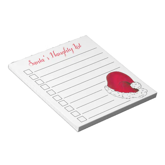 Santa's Naughty List Christmas Holiday Shopping Notepad | Zazzle