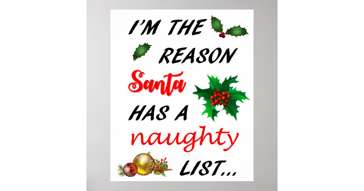 Santa's Naughty List Poster | Zazzle