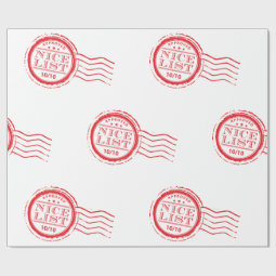 SANTAS NICE LIST christmas approved red stamp Wrapping Paper | Zazzle