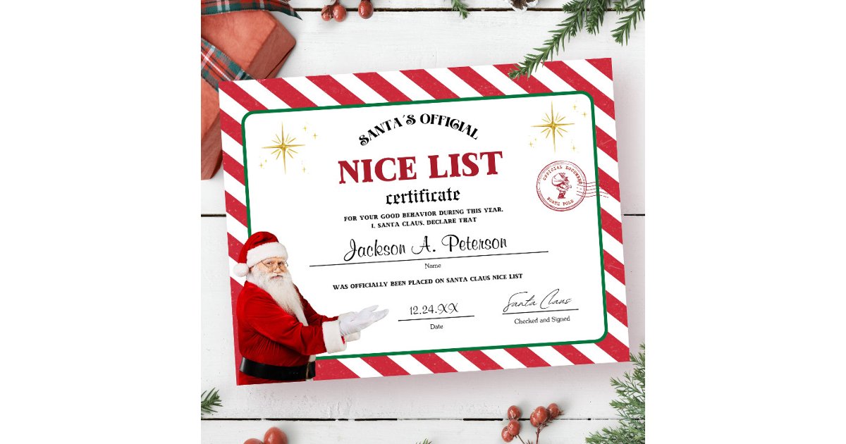 Santa's Official Nice List Certificate Poster | Zazzle