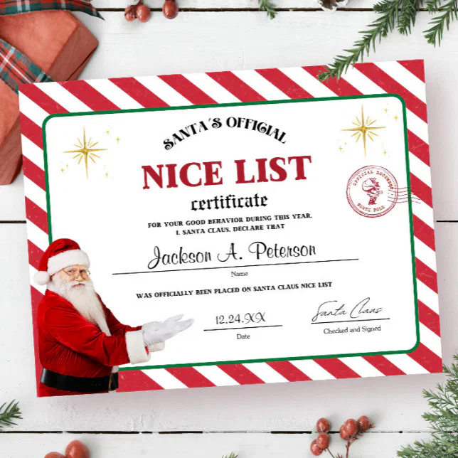 Santa's Official Nice List Certificate Poster | Zazzle