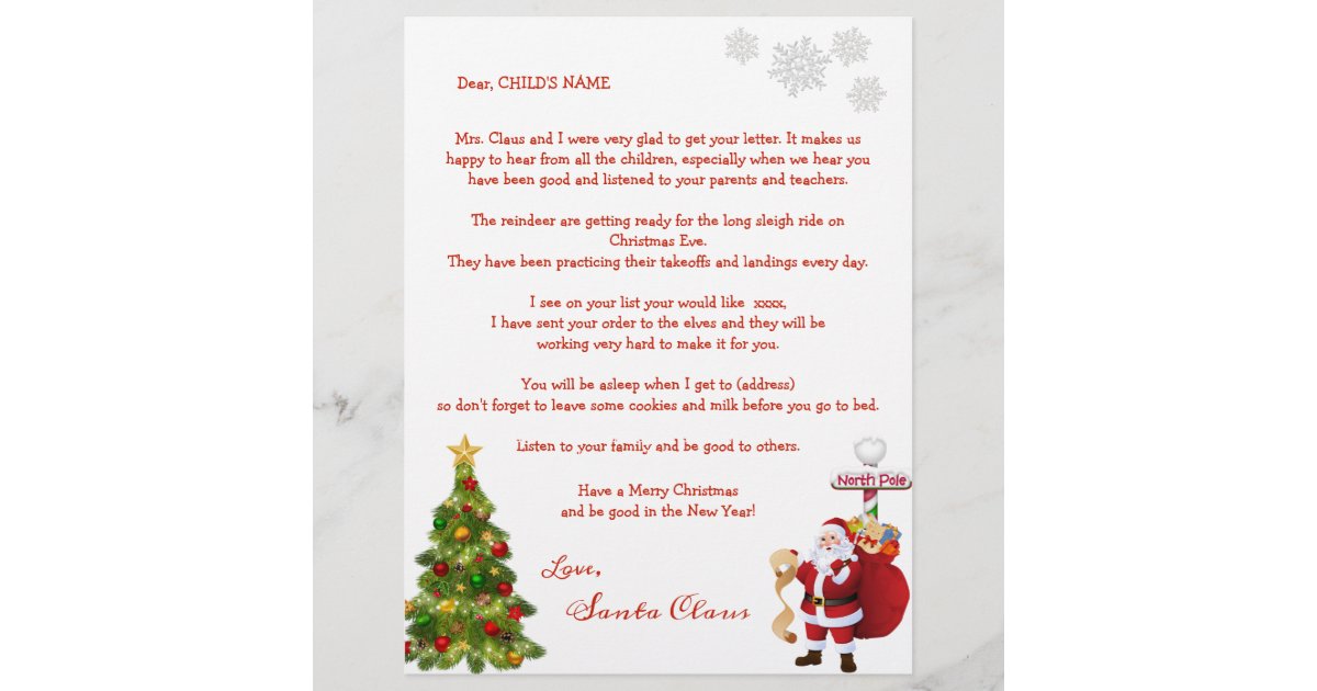Santa's Personal Letter to Your Child Christmas | Zazzle