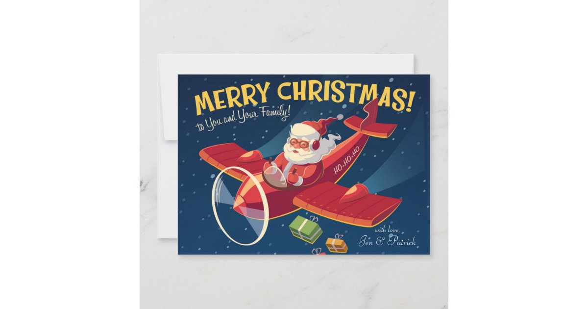 Santa's Plane Holiday Card | Zazzle