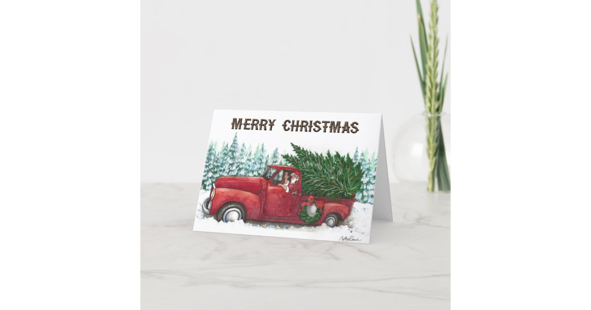 Santa's Red Truck Thank You Card | Zazzle