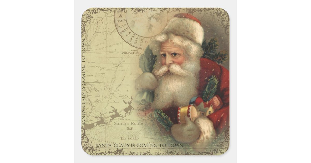 Santa's Route Map of the World Sticker | Zazzle
